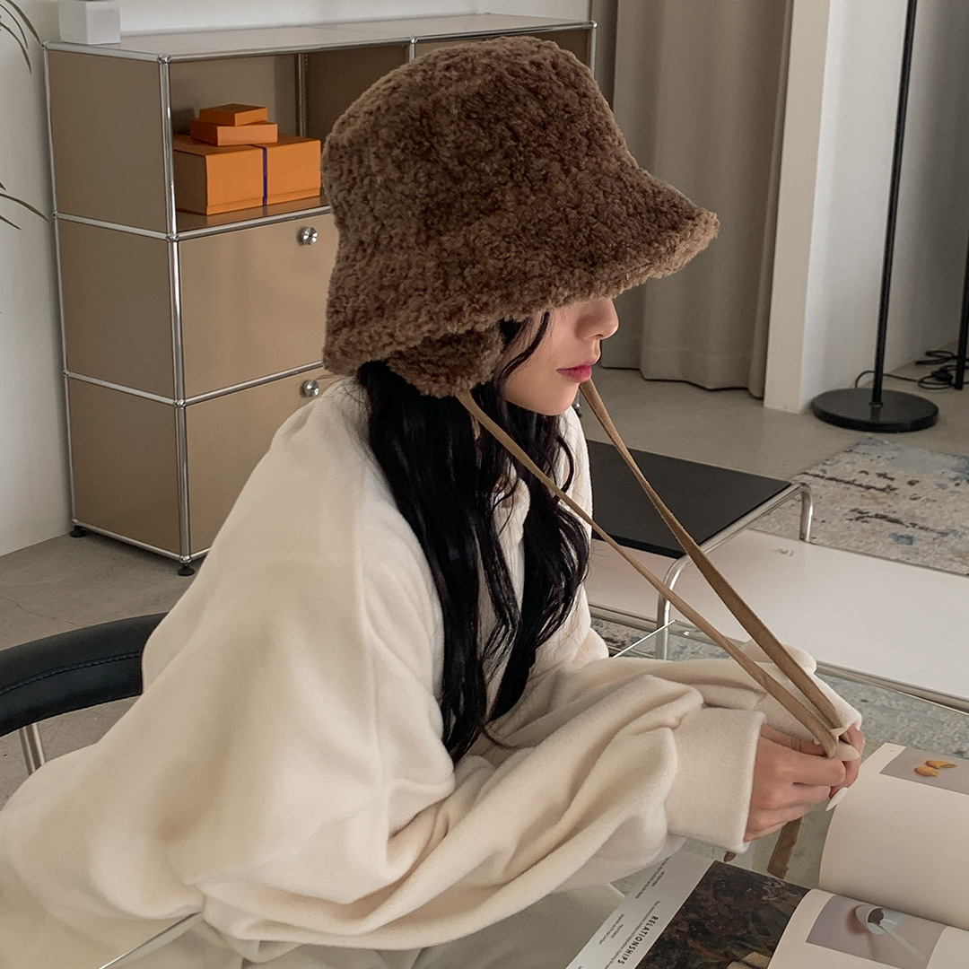 POOM | 양털 뽀글이 귀도리 벙거지 버킷햇 3color