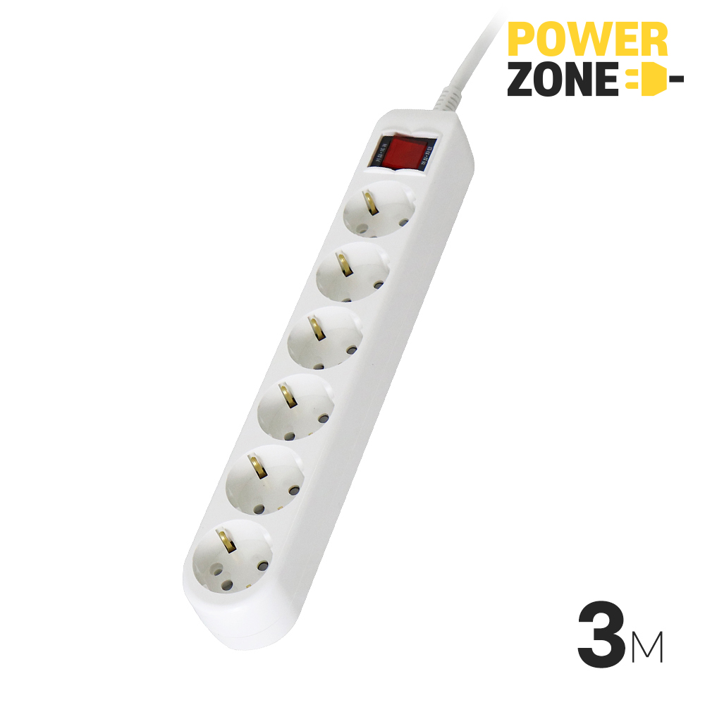 POOM | [파워존] 국산 멀티탭 메인 일반 스위치 6구 3M화이트