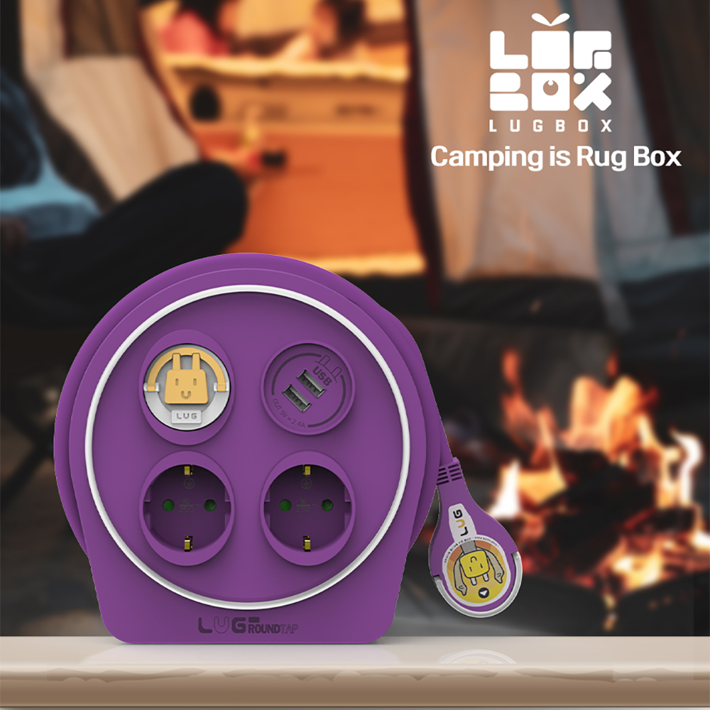 POOM | 러그박스 미니 캠핑릴선 멀티탭 USB 3구 10M