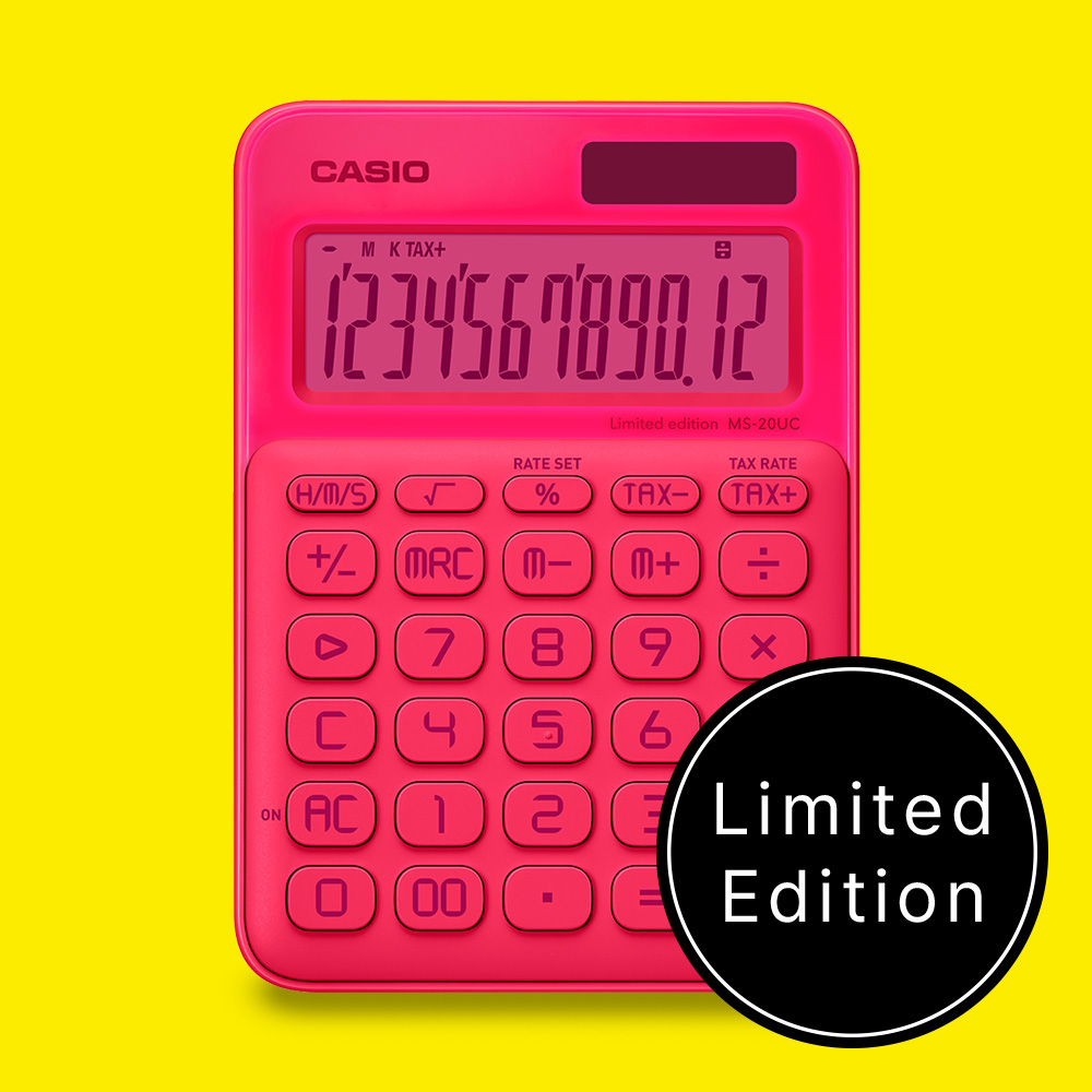 POOM | [CASIO] 한정판 콜라보 컬러 계산기 MS-20UC-L 네온핑크