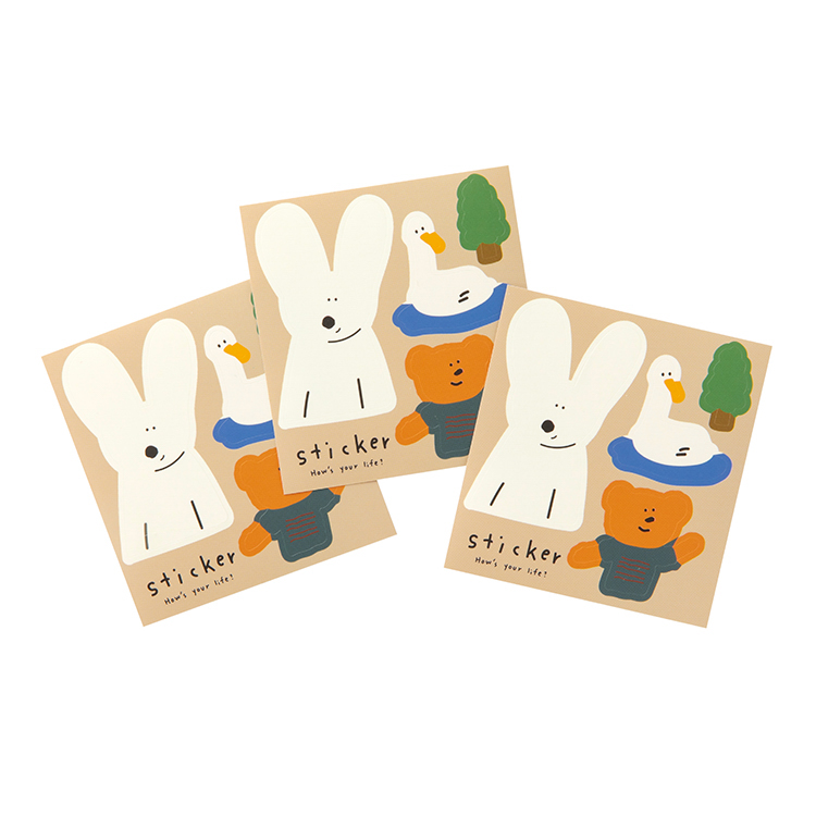 POOM | 스티커 래빗앤베어 반칼 미니스티커 (04010874)