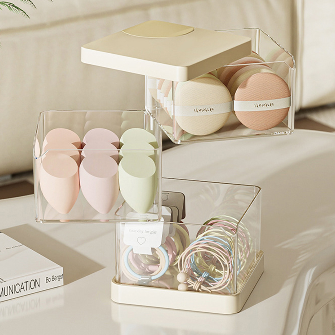 POOM | 360 퍼프수납 3단 정리대 투명하고 예쁜 수납함