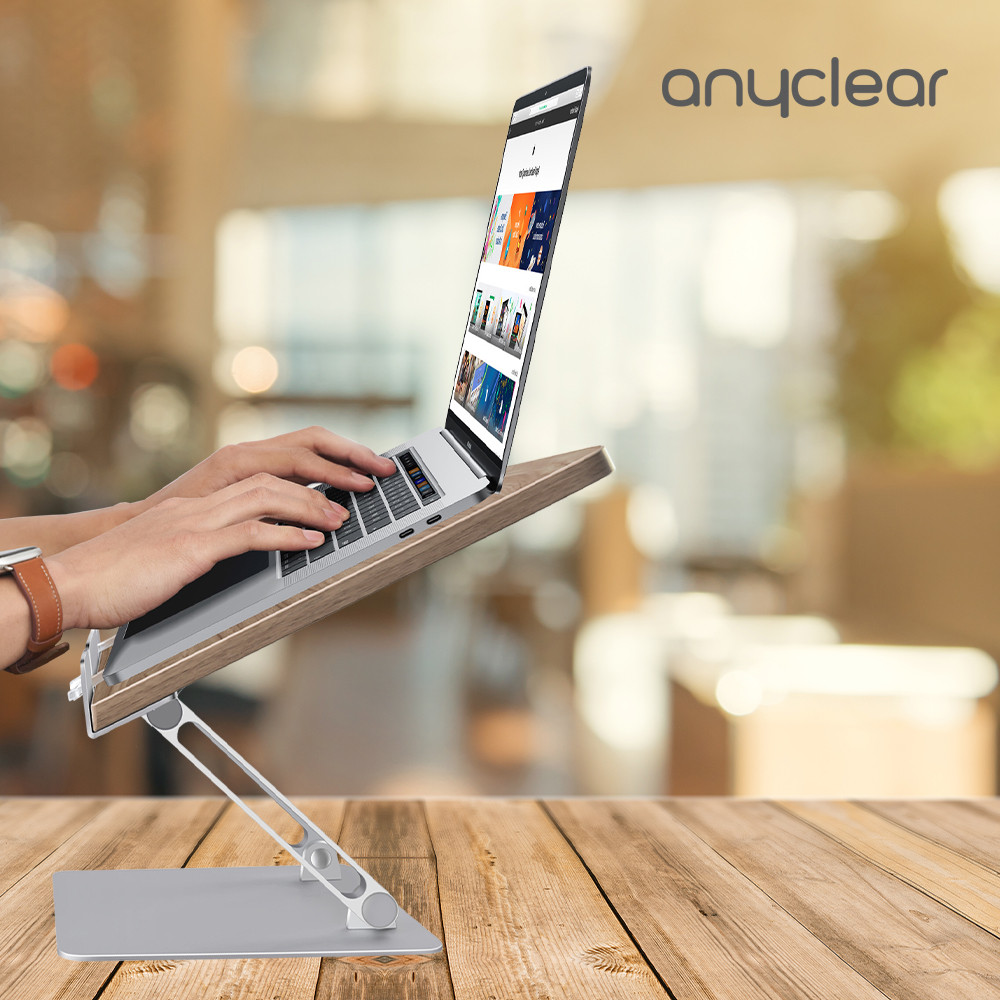 POOM | 애니클리어 알루미늄 원목 노트북 거치대 BS-1