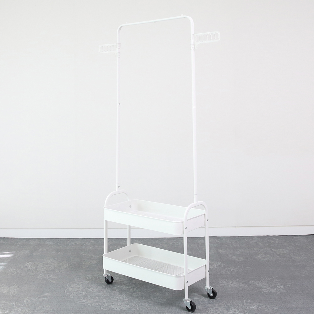 POOM | 철제 2단 트롤리 수납행거 (이동식 행거) 2color