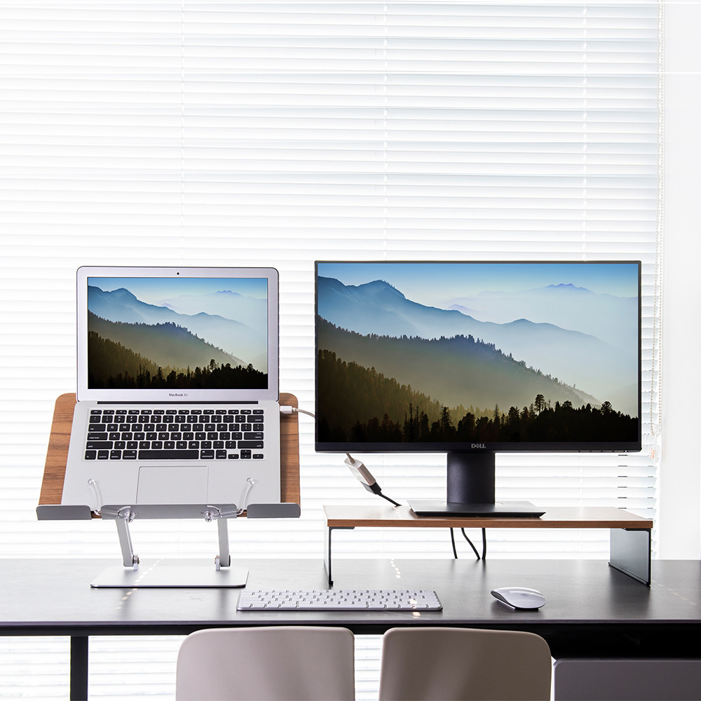 POOM | 애니클리어 알루미늄 원목 노트북 거치대 BS-1