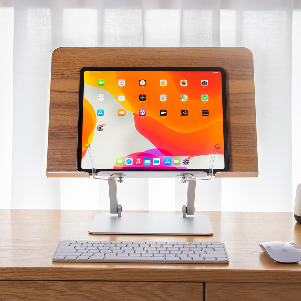 POOM | 애니클리어 알루미늄 원목 노트북 거치대 BS-1