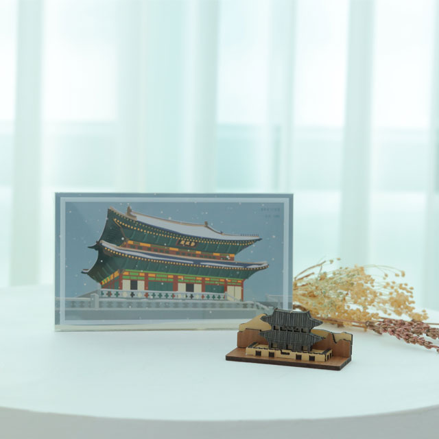 POOM | 근정전 한국랜드마크 원목 3D 입체퍼즐 포스트카드DIY