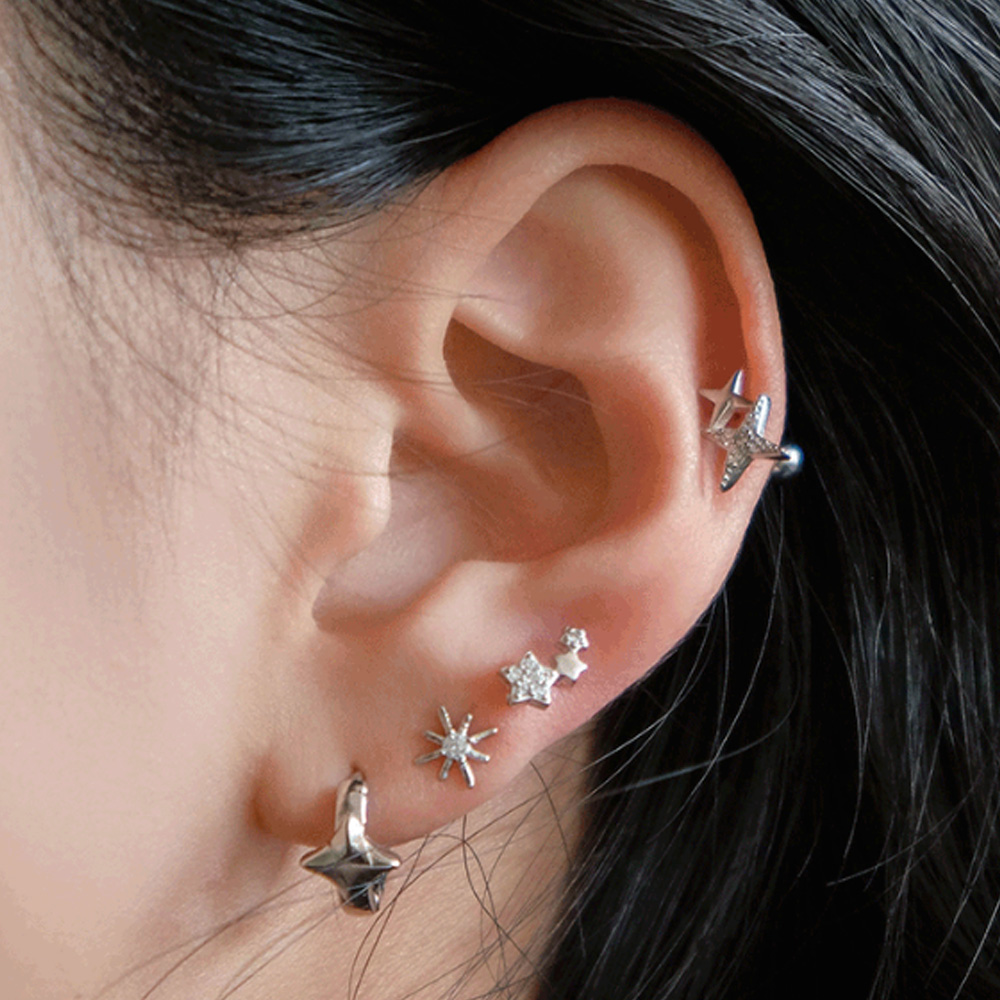 POOM | 실버 925 스파클 원터치 귀걸이 피어싱 5type