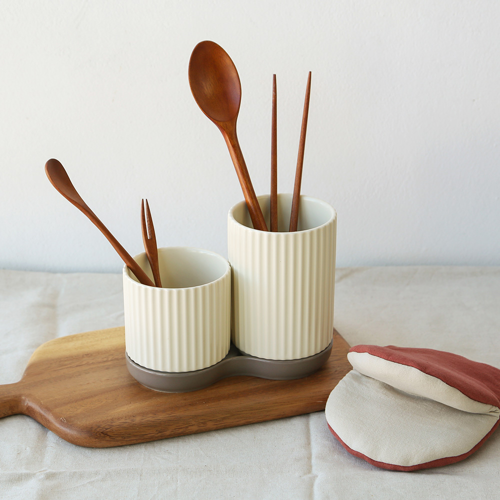 POOM | 소소모소 카빙 수저통 3P 세트 - 2 colors