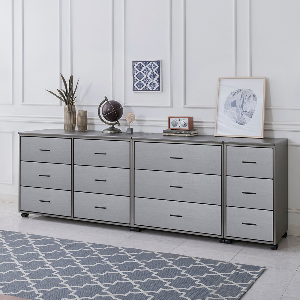 POOM | 리아 2400 속깊은 와이드 3단서랍장 겸 거실장세트(3종)