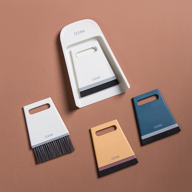 POOM | 파스텔 미니 빗자루 쓰레받기세트 먼지솔+EVA솔 3color