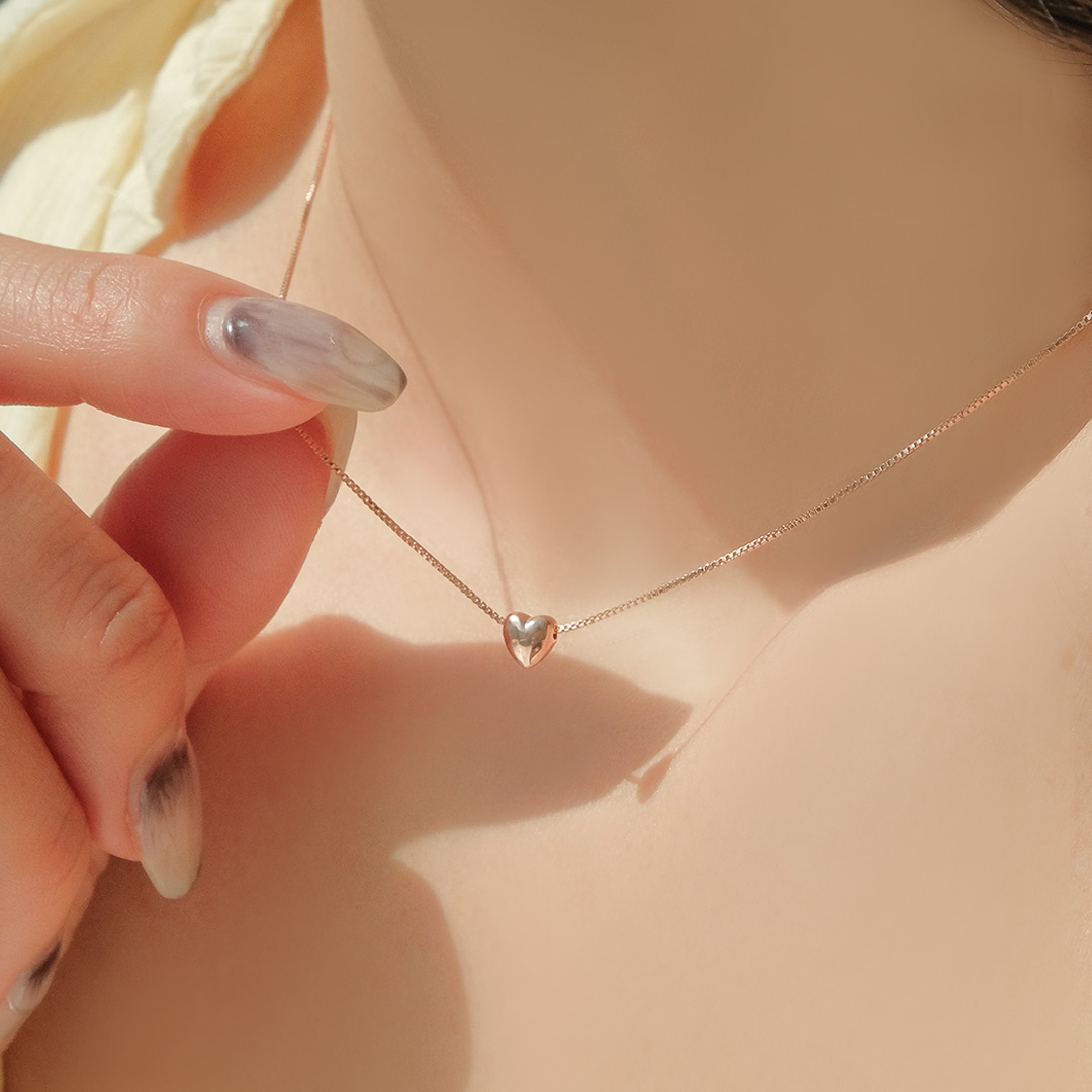 POOM | 실버925 심플 미니 하트 목걸이 3color