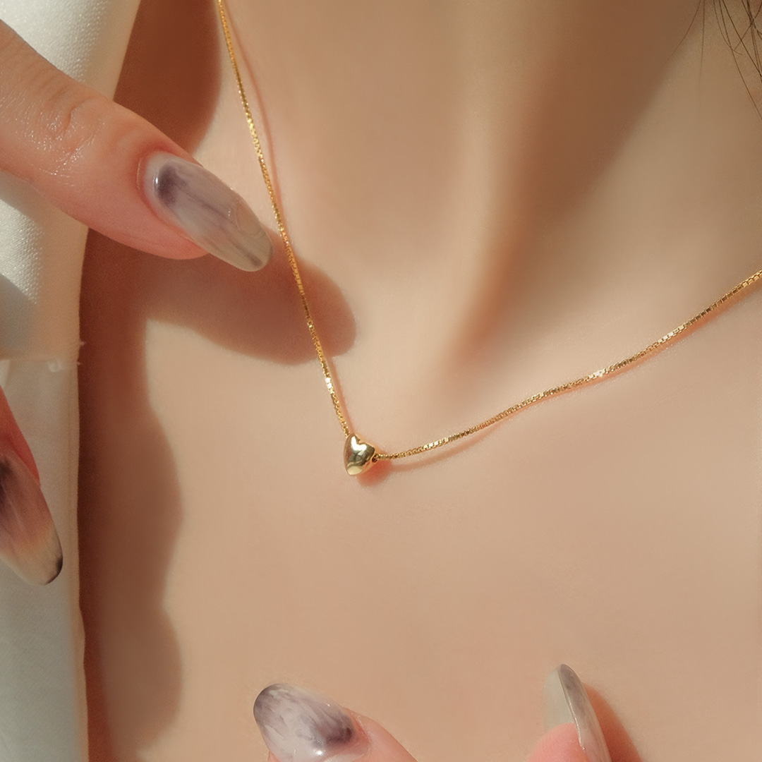 POOM | 실버925 심플 미니 하트 목걸이 3color