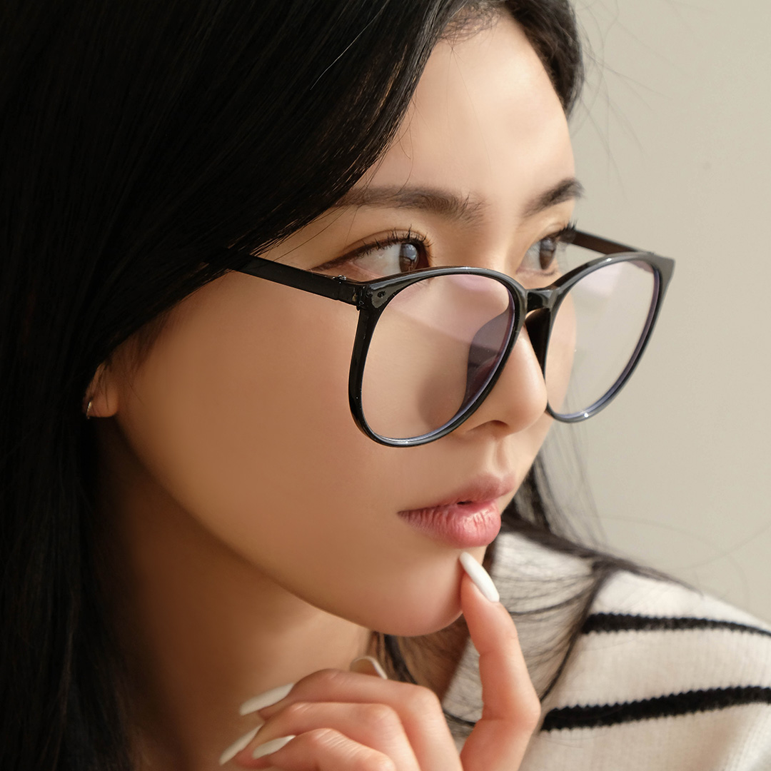 POOM | 초경량 라운드 뿔테 블루라이트 차단안경 2color