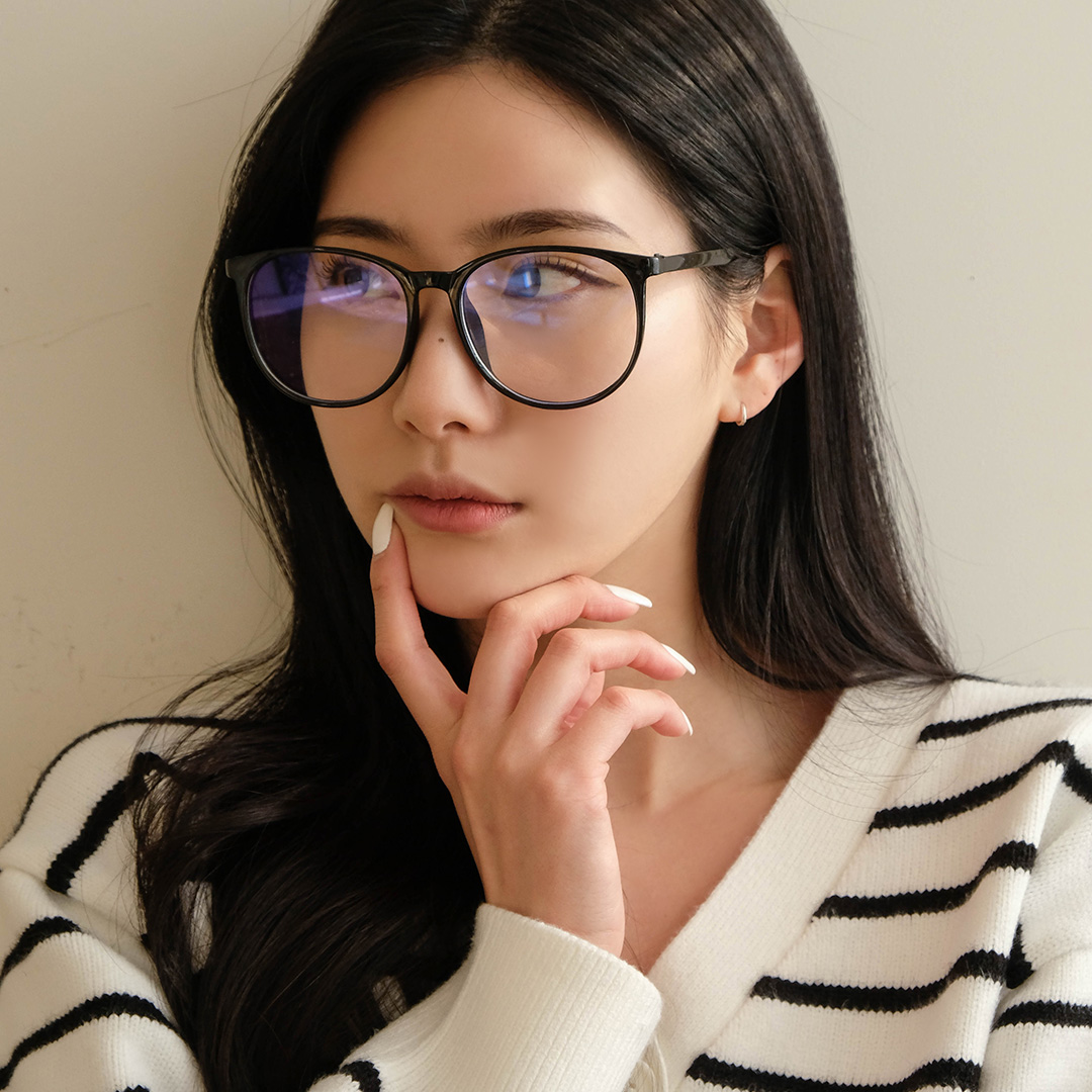 POOM | 초경량 라운드 뿔테 블루라이트 차단안경 2color