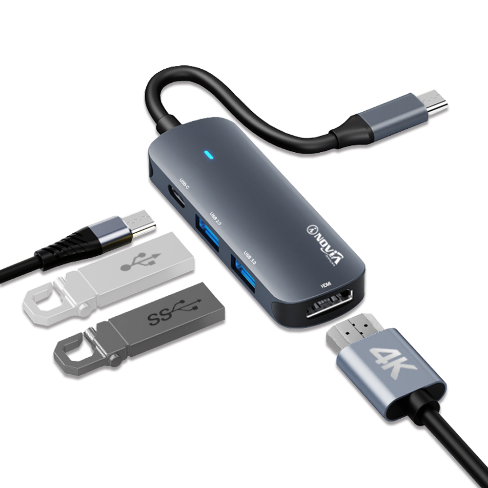POOM | 아이노비아 USB C타입 4in1 HDMI 4K 미러링 멀티허브
