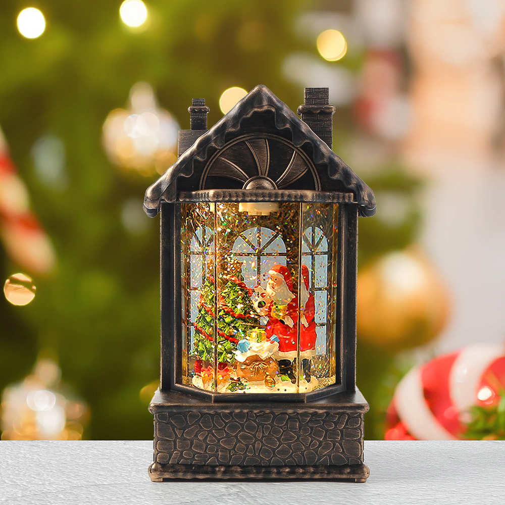 POOM | LED 크리스마스 스노우볼 오르골(산타 하우스)