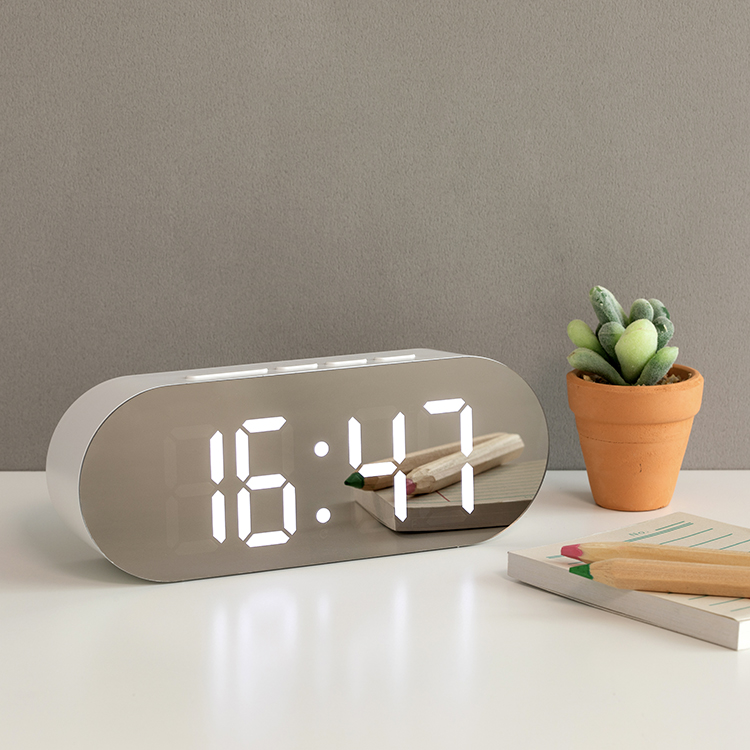 POOM | LED 원형 탁상 거울시계 (14002928)