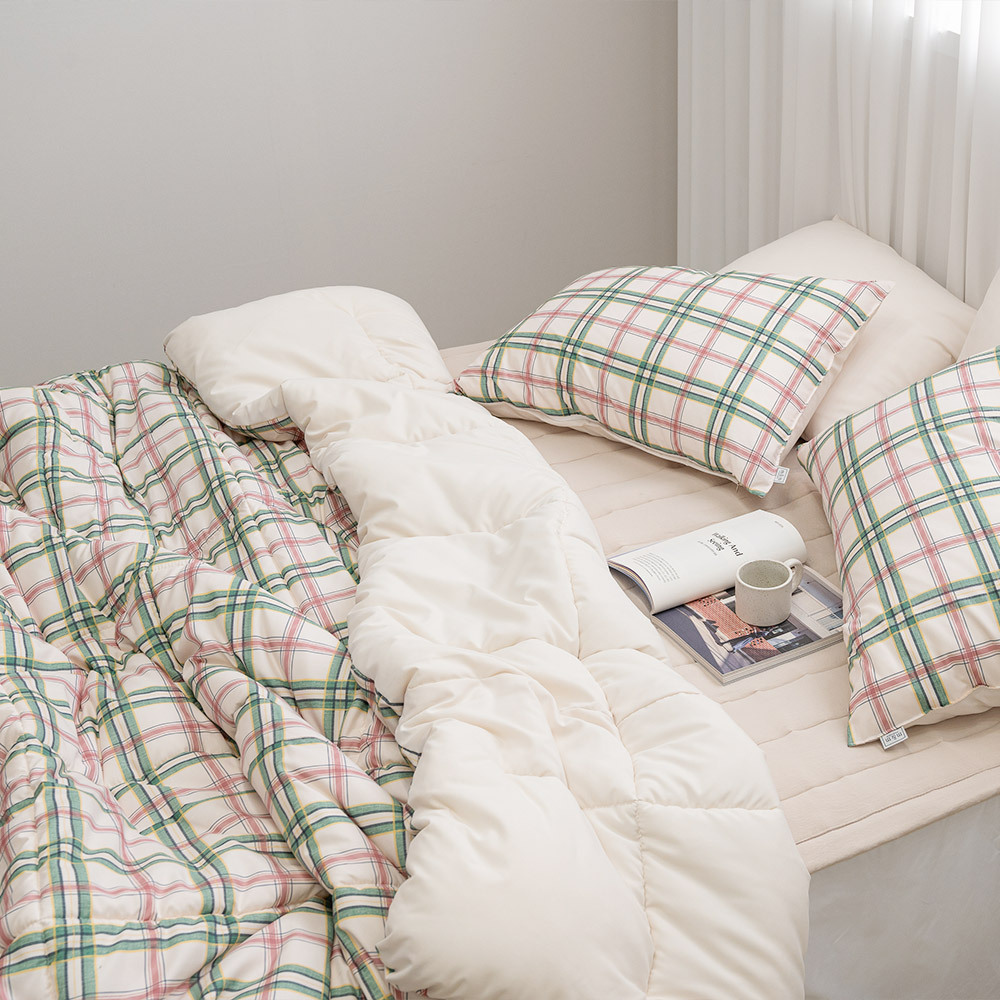 POOM | 더블리 인디라 체크 마이크로 차렵이불 풀세트 SS