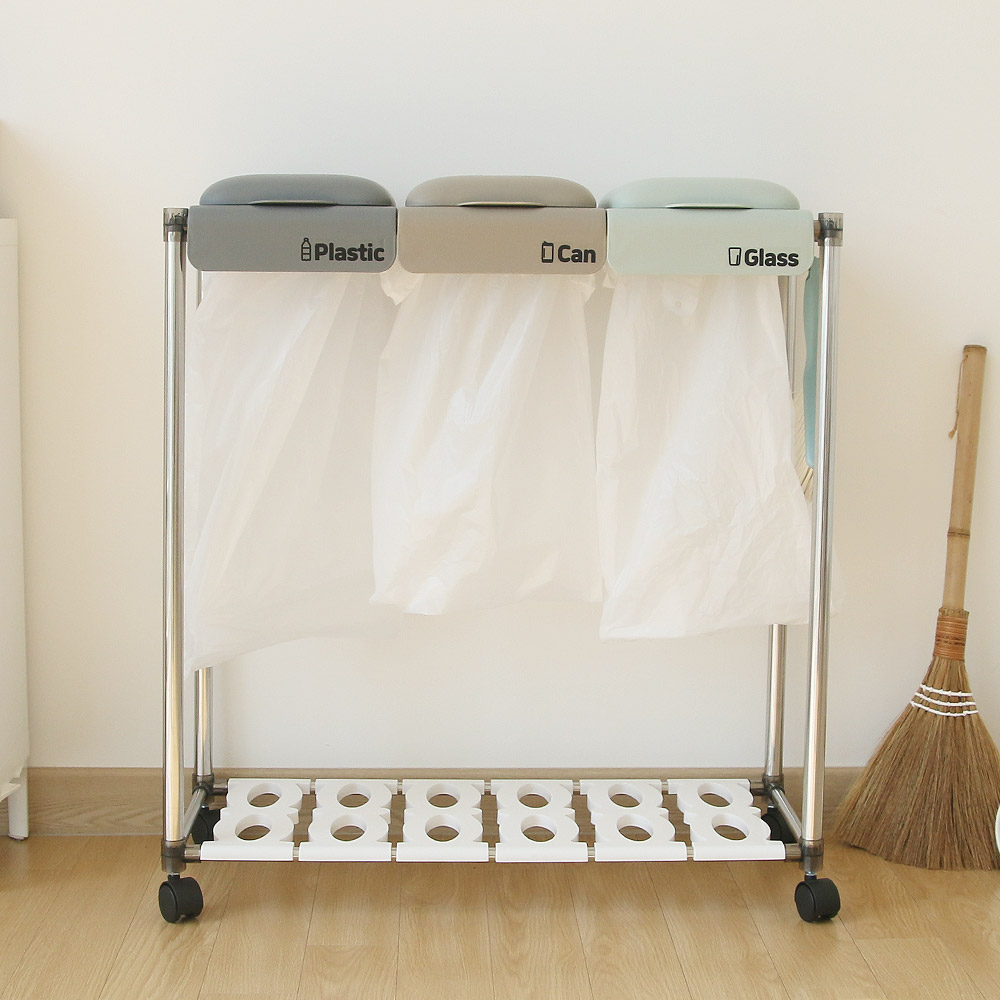 POOM | 해피홈 퍼블 재활용 분리수거함 3P