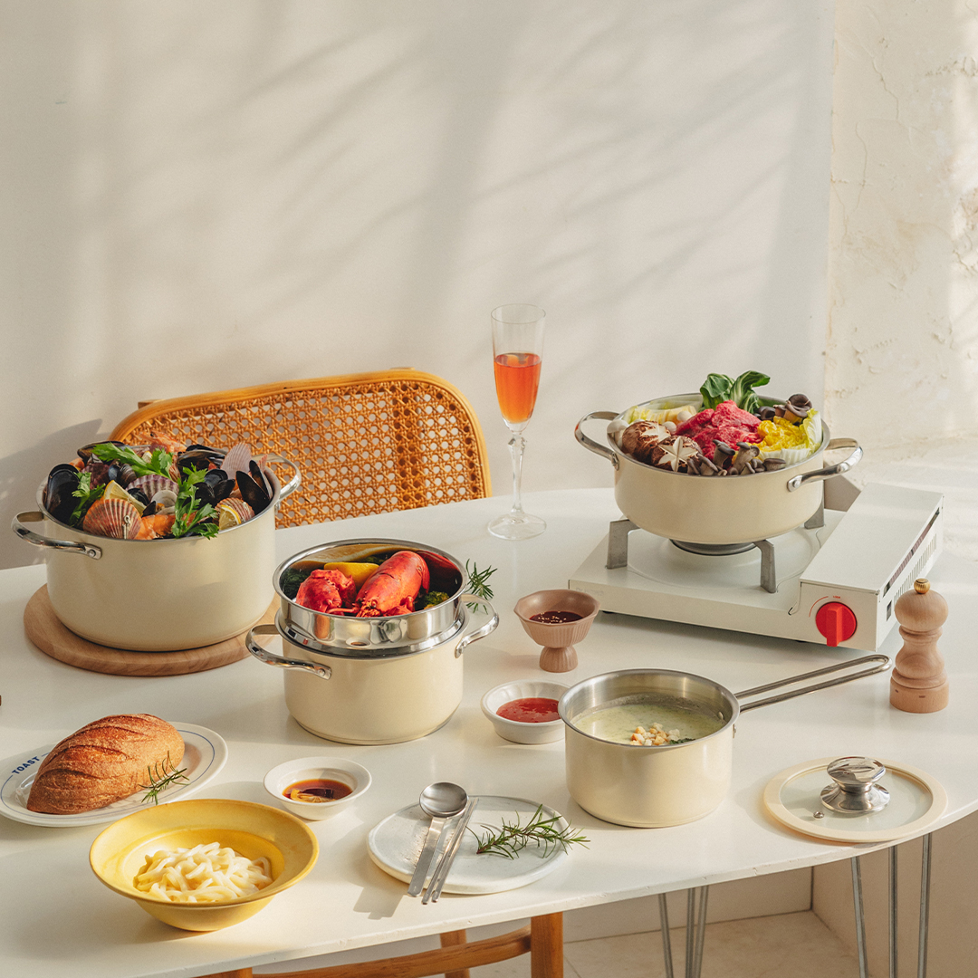 POOM | 라일리 바닥3중 스텐 냄비 2종세트 (16편수+18양수)