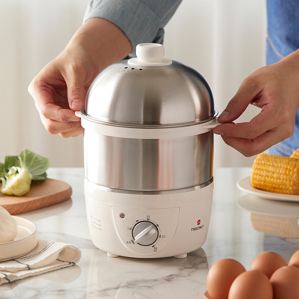 POOM | 디온리 FULL스텐 전기찜기 30분 타이머 계란 스팀찜기