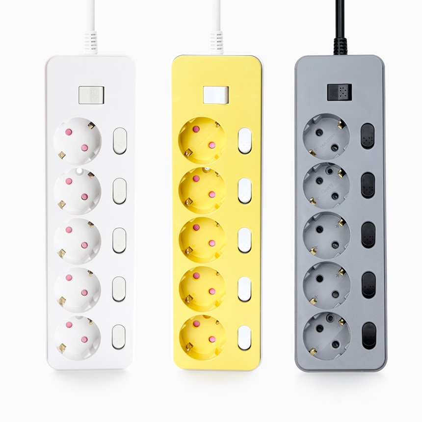 POOM | 더좋은 멀티탭 개별 스위치 과부하차단 5구 2M