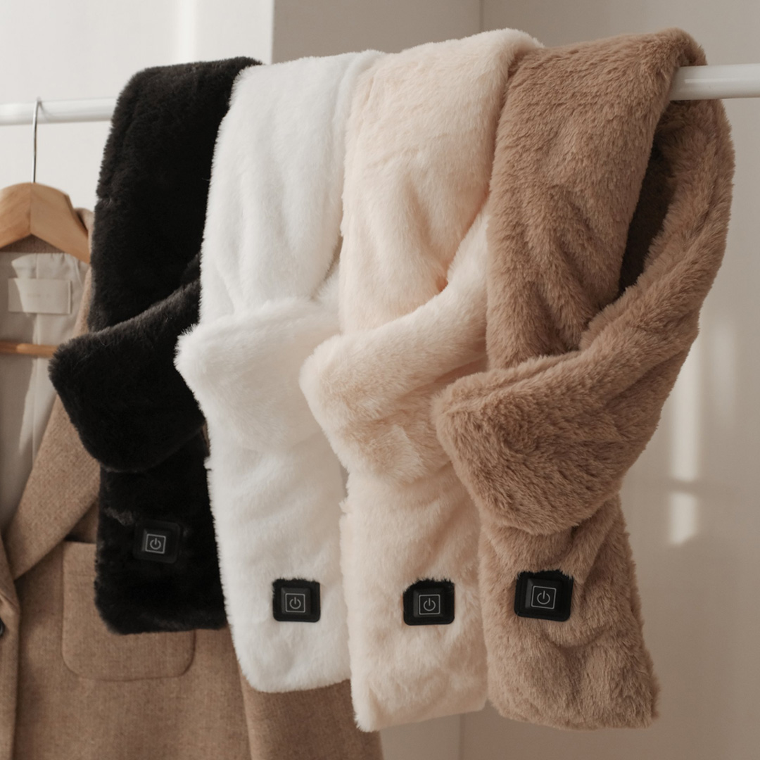 POOM | 페이크퍼 히팅 USB 온열 머플러 4color (+보조배터리)