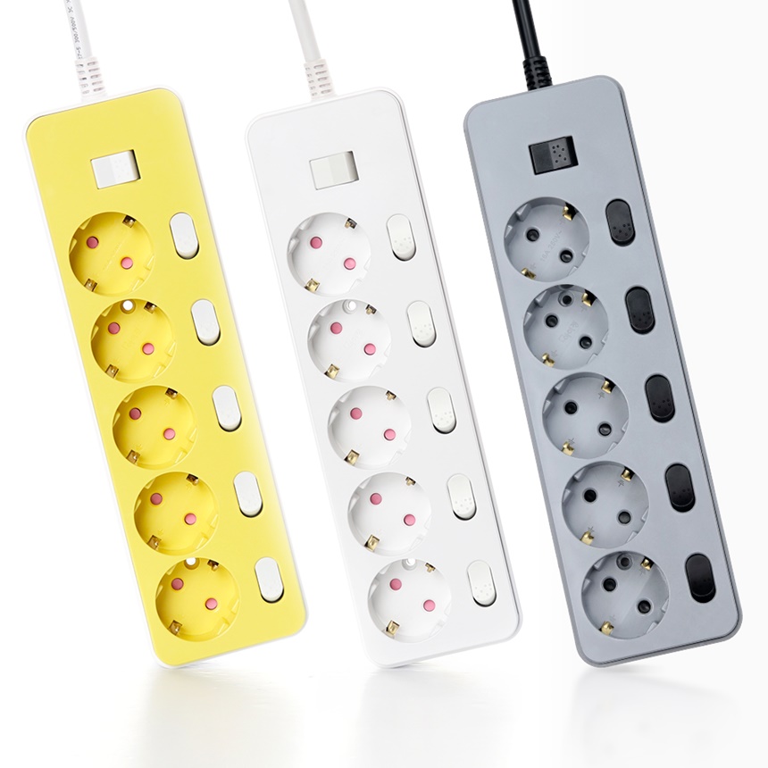 POOM | 더좋은 멀티탭 개별 스위치 과부하차단 5구 3M