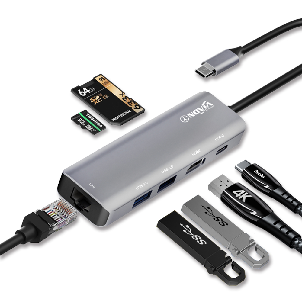 POOM | 아이노비아 USB C타입 7in1 HDMI 4K 미러링 랜 멀티허브