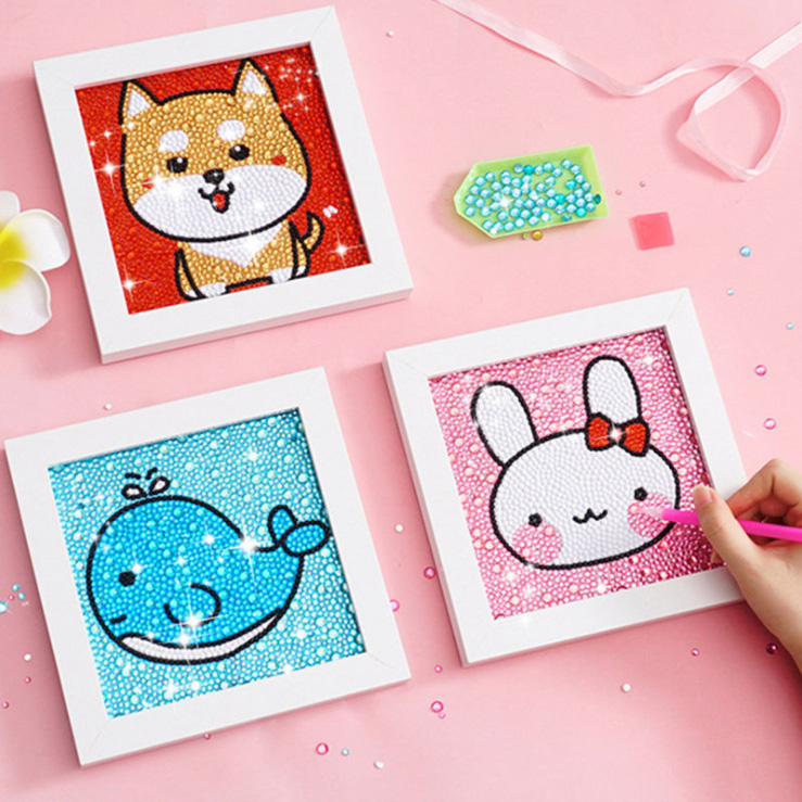 POOM | DIY 보석십자수 어린이 큐빅 십자수 클로버고양이18cm