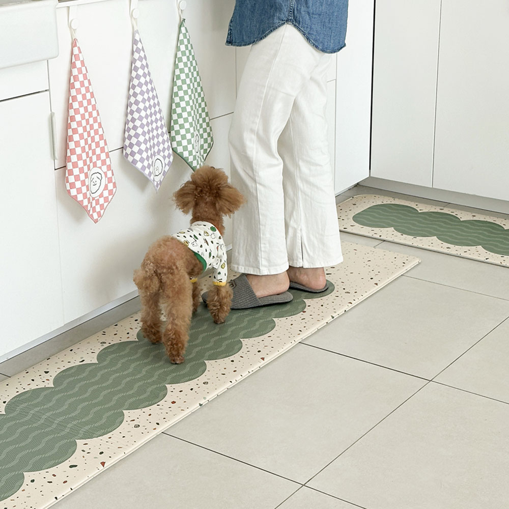 POOM | 웨이브테라조 PVC 주방쿠션매트 세트