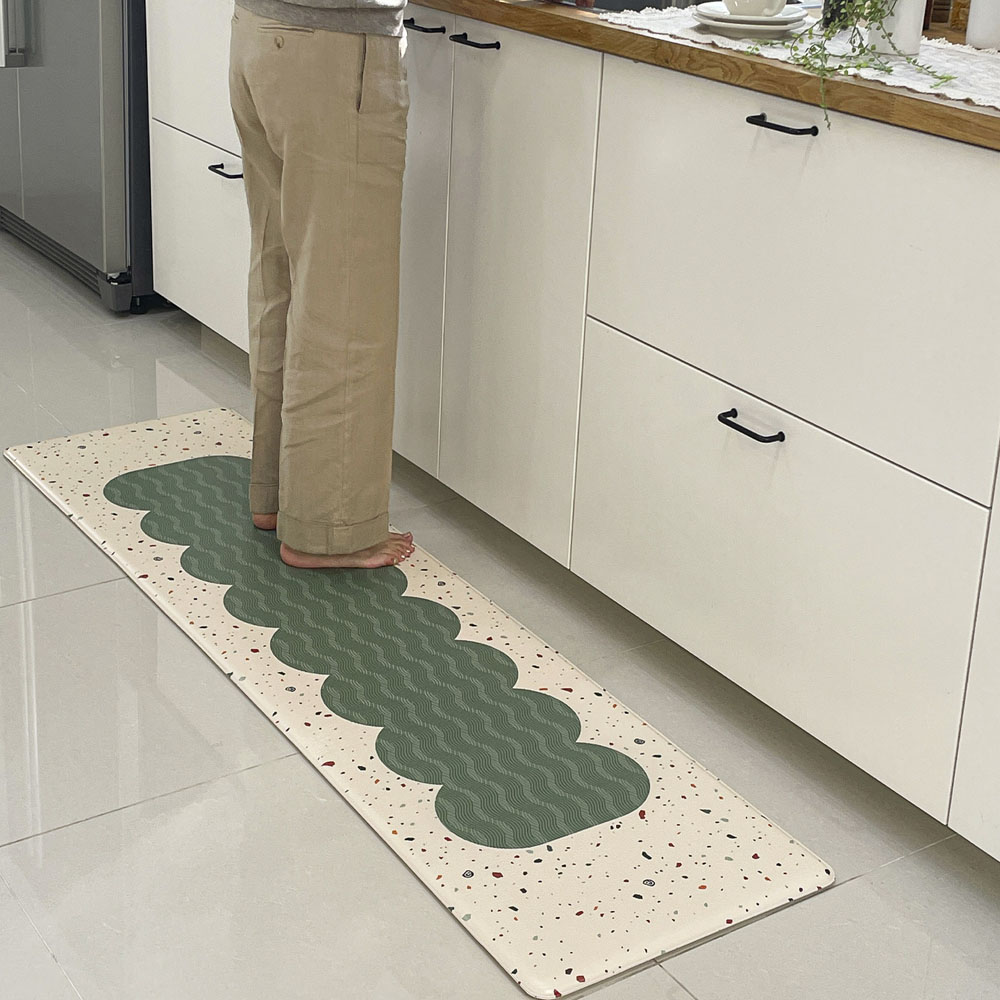 POOM | 웨이브테라조 PVC 주방쿠션매트 세트