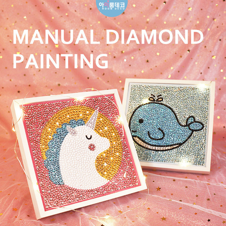 POOM | DIY 보석십자수 어린이 큐빅 십자수 클로버고양이18cm