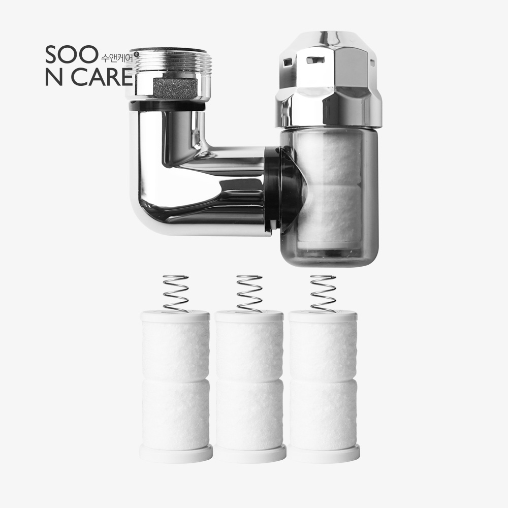 POOM | 양치컵이 필요없는 수앤케어 세면대 필터탭+리필3P