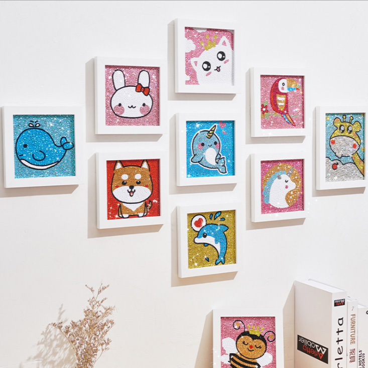 POOM | DIY 보석십자수 어린이 큐빅 십자수 클로버고양이18cm