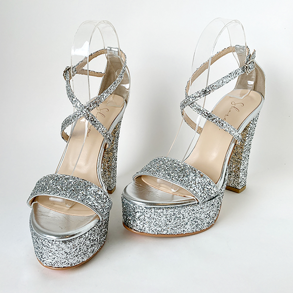 POOM | 실버펄 스트랩 13Cm 웨딩슈즈 (225-250)파티이브닝구두