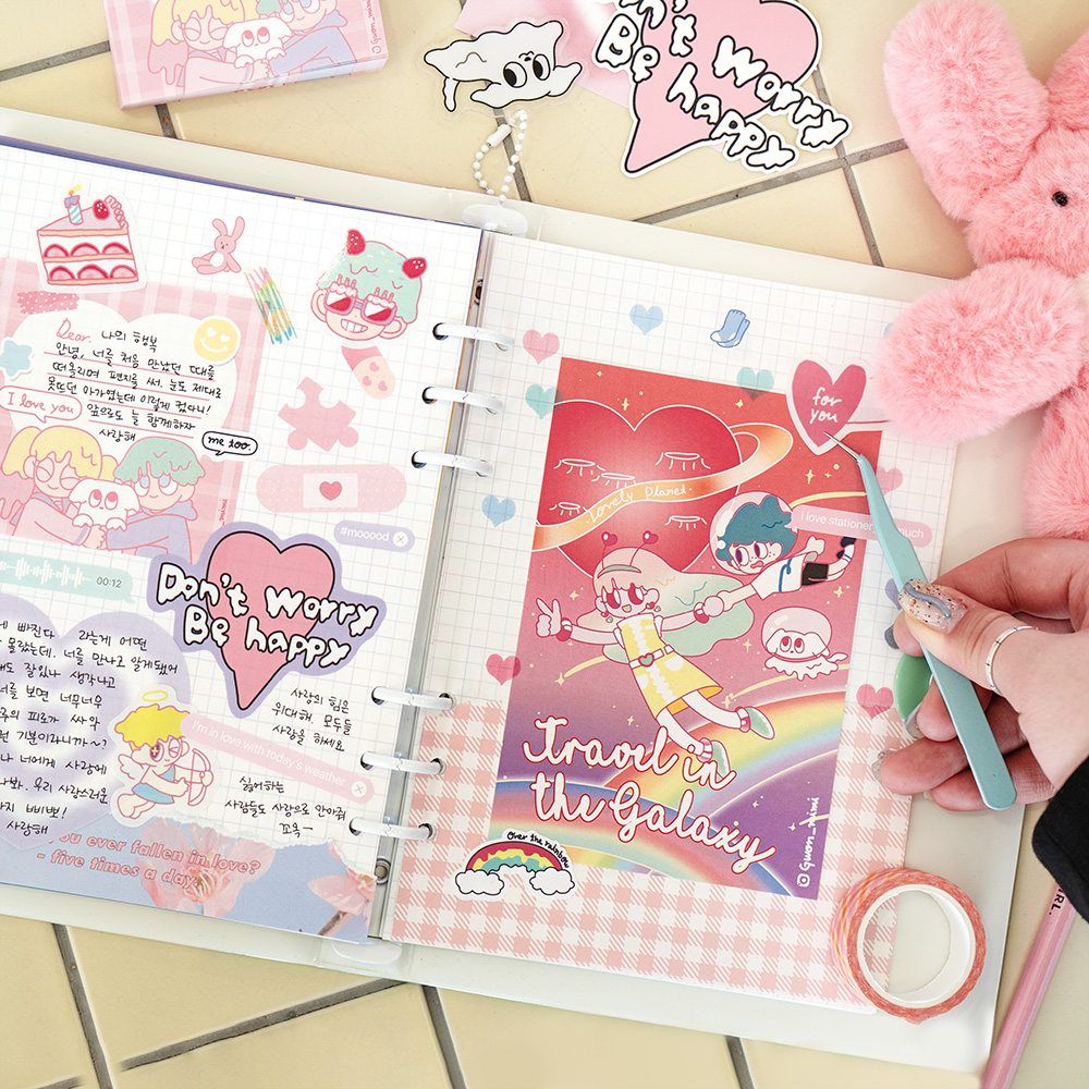 POOM | 루카랩 2023 돈워리 비해피 A5 6공 다이어리 팩