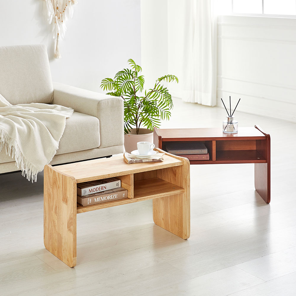 POOM | 원목 사이드 협탁 거실 테이블 보조 선반 2colors