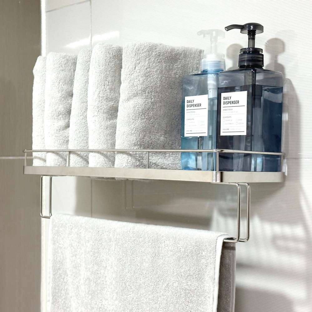 POOM | 무타공 와이드 수건 선반 SUS 304