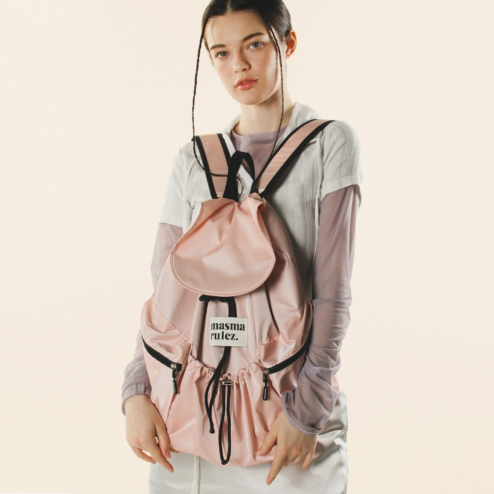 POOM | String flap backpack _ Glittery pink