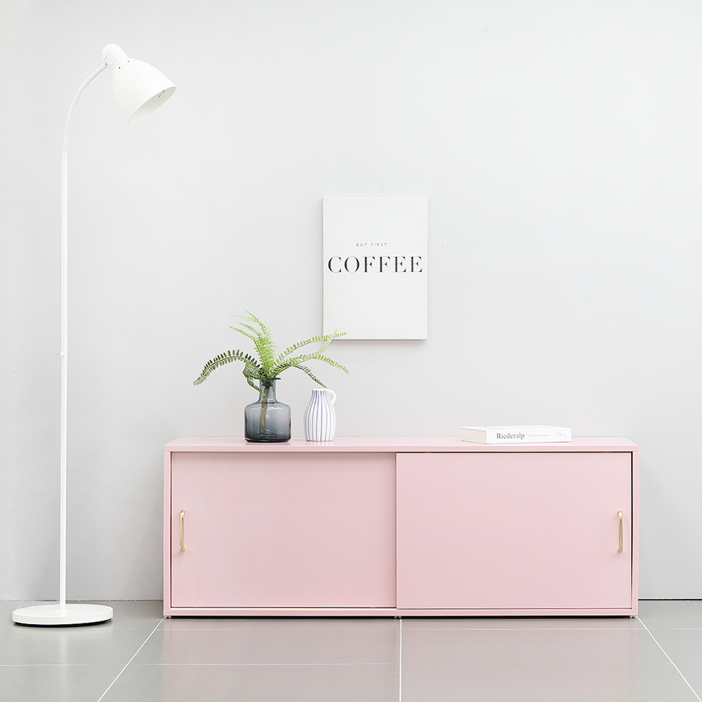 POOM | 니케 슬라이드 낮은 거실장 1200-핑크