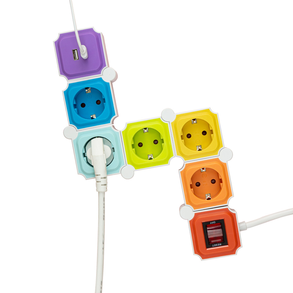 POOM | 지그재그 인테리어 디자인 멀티탭 USB 5구 1.5M