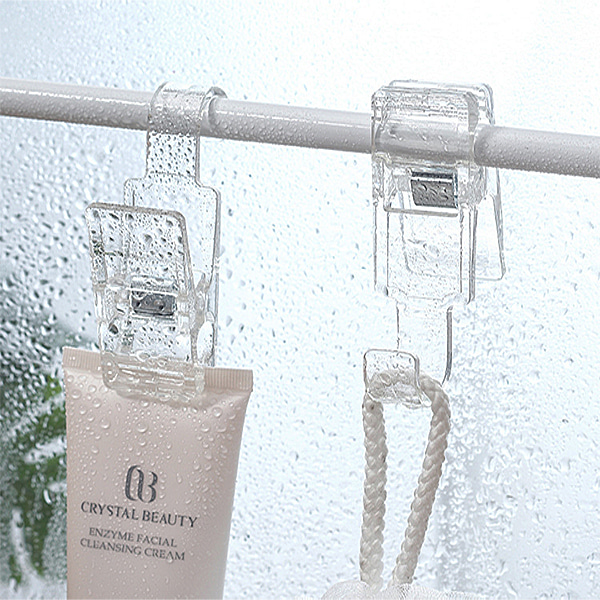 POOM | 수건 고무장갑 소품정리 투명클립 후크집게 2P LH150