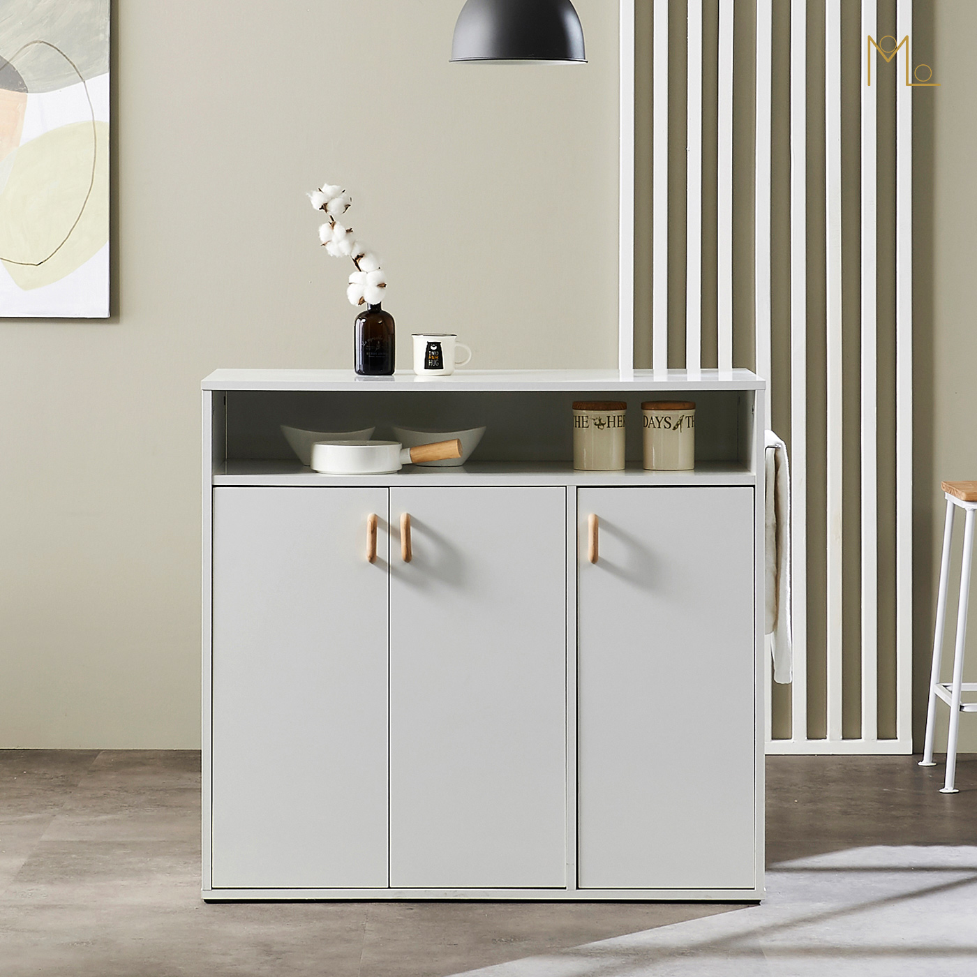 POOM | 퍼니 900 오픈 손잡이 도어수납장 다용도 주방