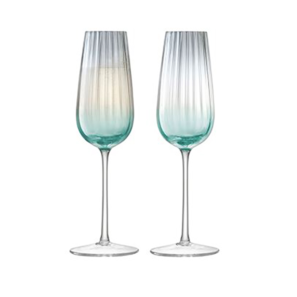POOM | [LSA] 더스크 샴페인잔 2p 세트 250ml (그린그레이)