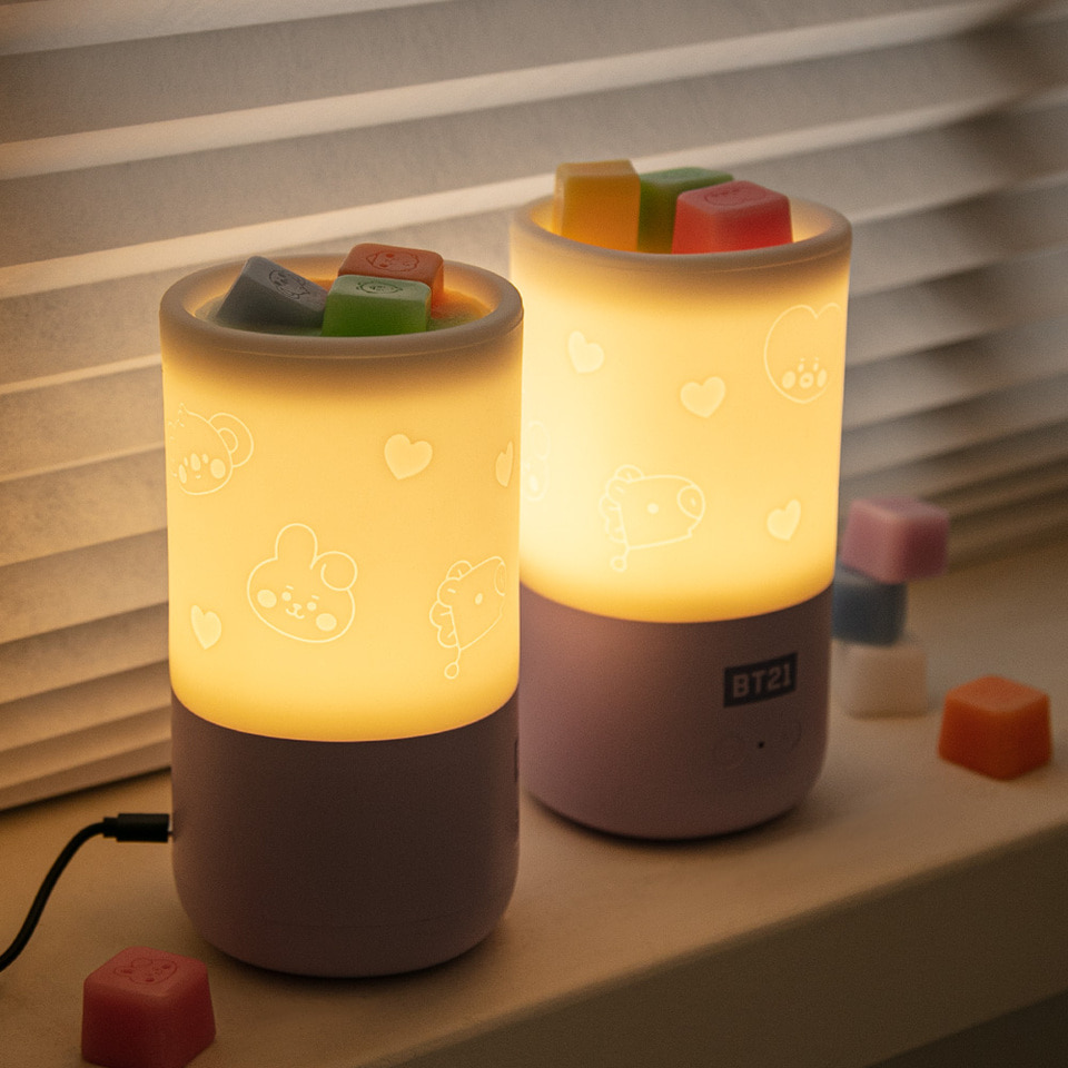 POOM | BT21 캔들워머 LED 무드등 큐브왁스