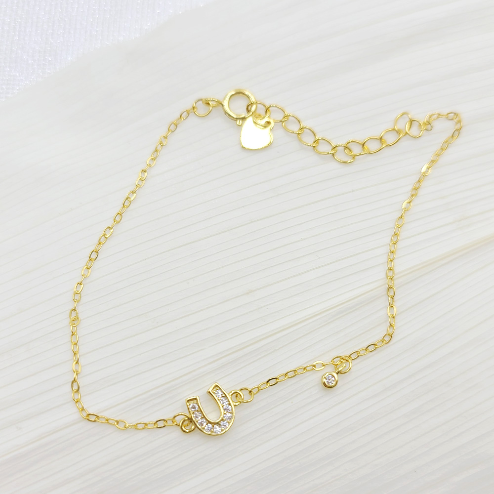 POOM | 14k 실버 블링 말발굽 행운 925 팔찌