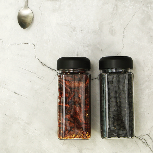 POOM | 바른락 사각(블랙) 패트 양념통 400ml 8P