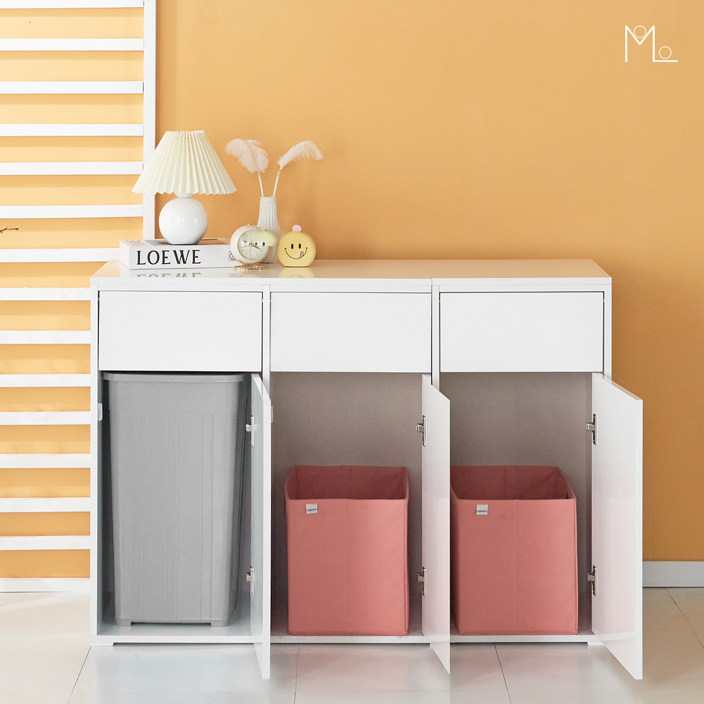 POOM | 나이스 LPM 3칸 수납장 휴지통 정수기다이 분리수거함